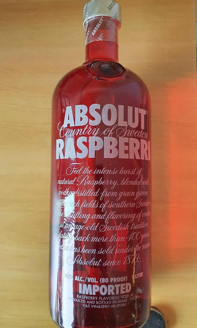 Absolut Vodka raspberri 1L, Food & Drinks, Alcoholic Beverages on Carousell