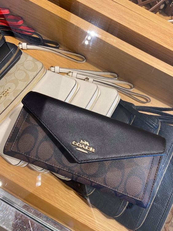 Coach Slim Envelope Long Wallet in Signature Canvas, Women's Fashion ...