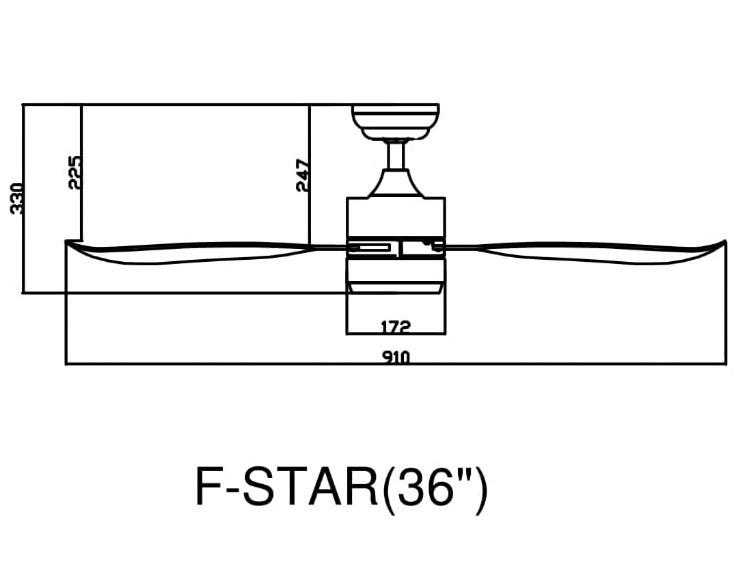 Fanco F-star DC Ceiling Fan 36/46/52" with 3 tone led light and remote ...