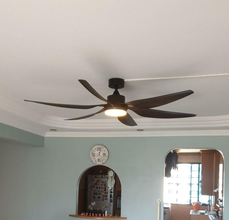 Fanco Heli 56" 6 blade DC ceiling fan w/ 3 Tone LED light and remote ...