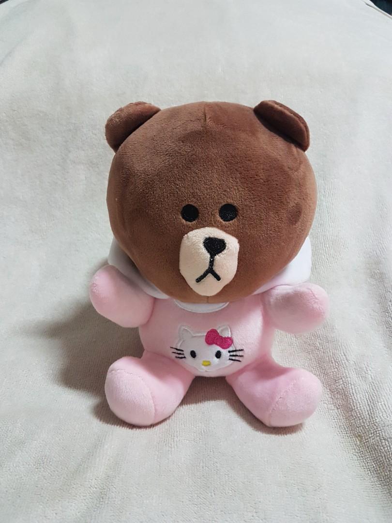 Line Friends Brown Bear in Hello Kitty Costume Plush Soft Toy, Hobbies ...