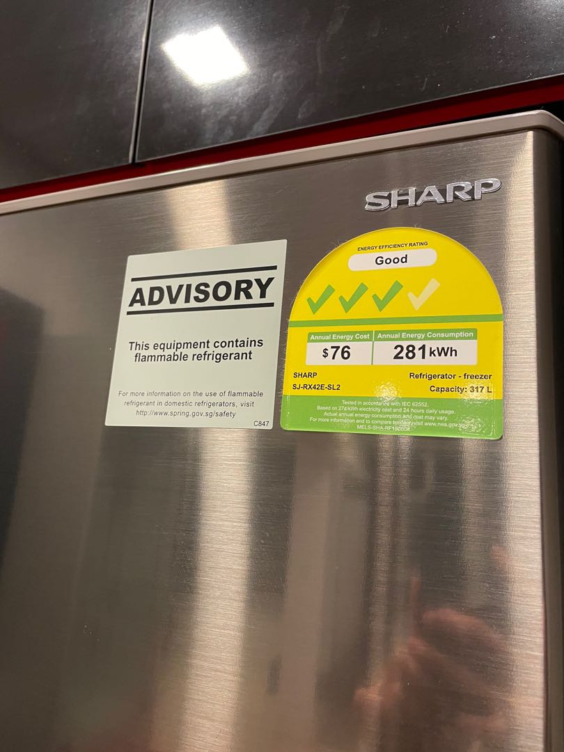 Sharp two door Fridge - 317L, TV & Home Appliances, Kitchen Appliances ...