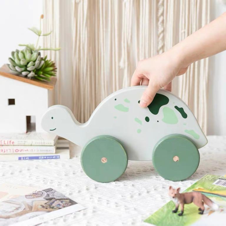 Wooden Dinosaur and Tortoise Push-Pull Toy, Hobbies & Toys, Toys ...