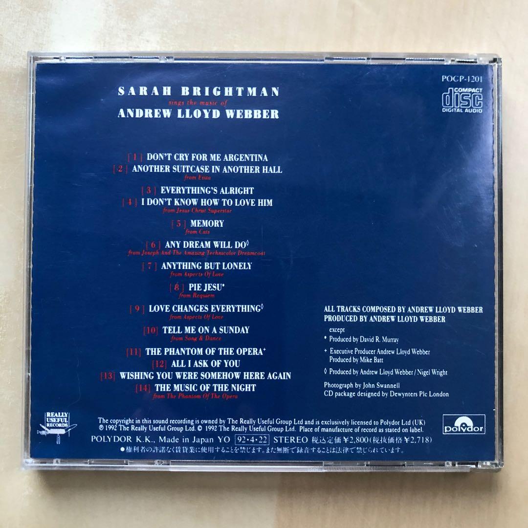 Cd丨sarah Brightman Sings The Music Of Andrew Lloyd Webber Songbook 歌劇