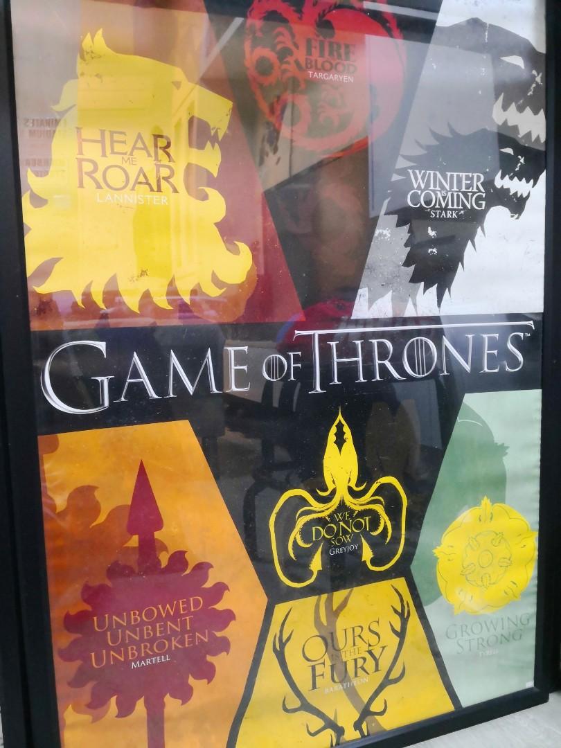 Game of Thrones Poster + Frame, Furniture & Home Living, Home Decor ...