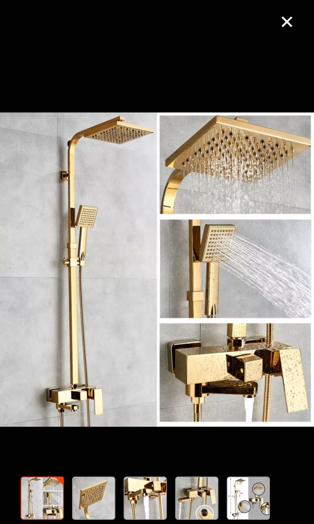 Gold Shower Set, Furniture & Home Living, Bathroom & Kitchen Fixtures ...