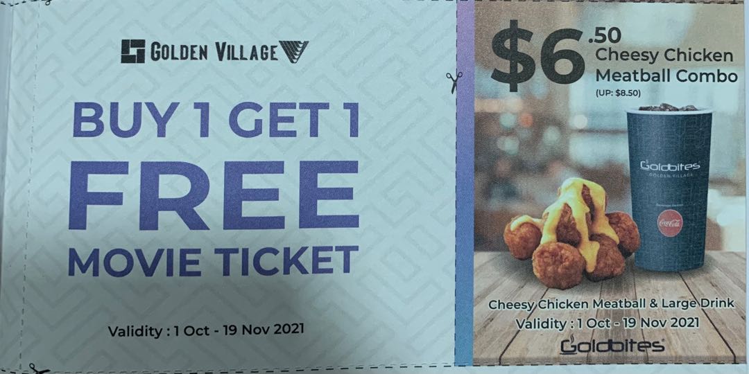 Golden Village Voucher, Tickets & Vouchers, Vouchers on Carousell