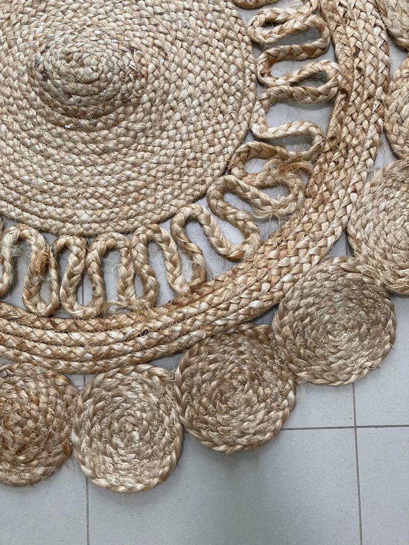 Jute Rattan Natural Fibre Brown Round Circle Rug, Furniture & Home ...