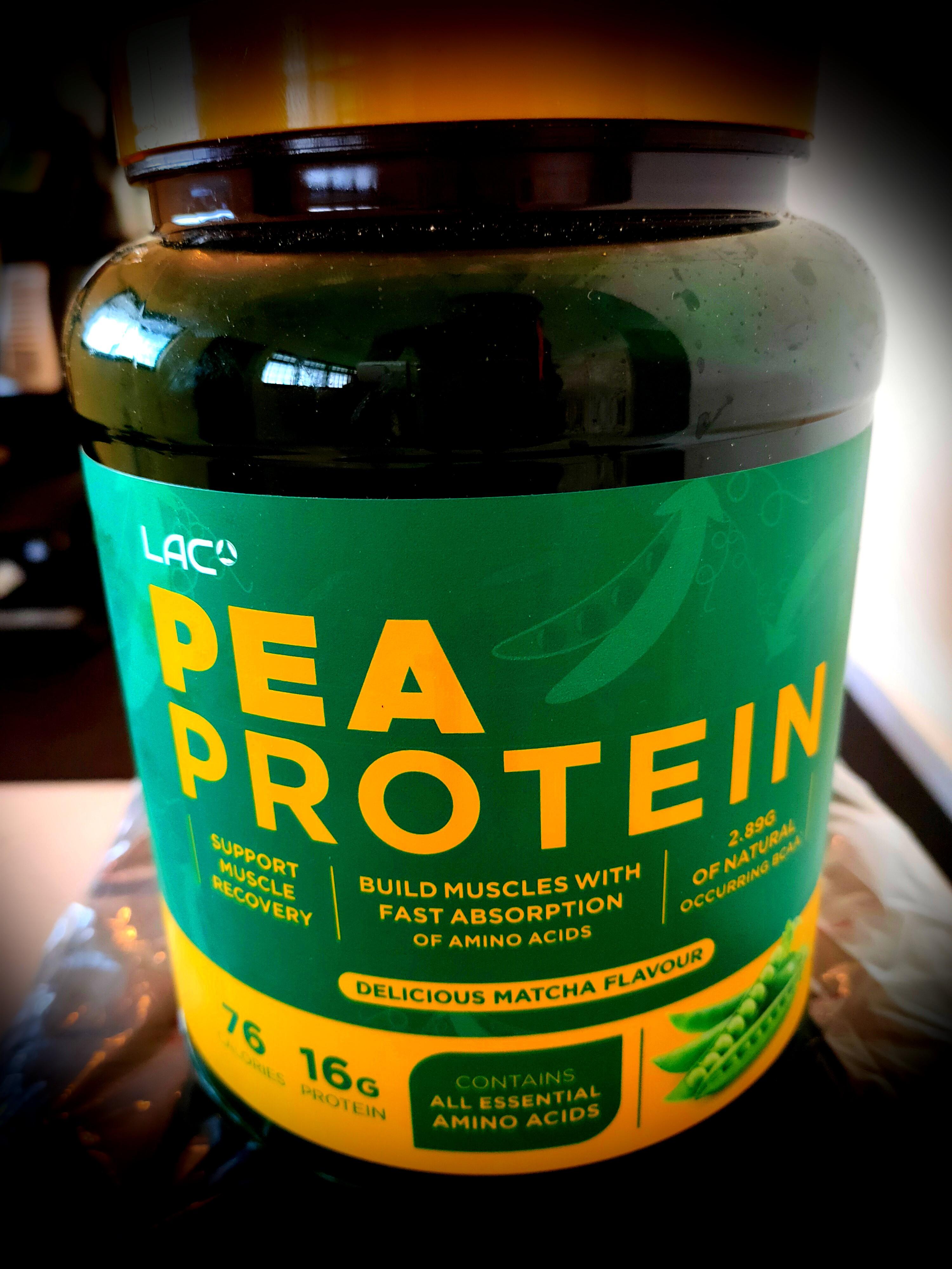LAC Pea Protein Powder matcha flavour, Health & Nutrition, Health ...