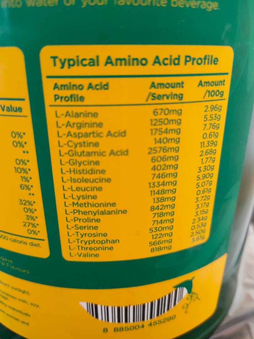 LAC Pea Protein Powder matcha flavour, Health & Nutrition, Health ...