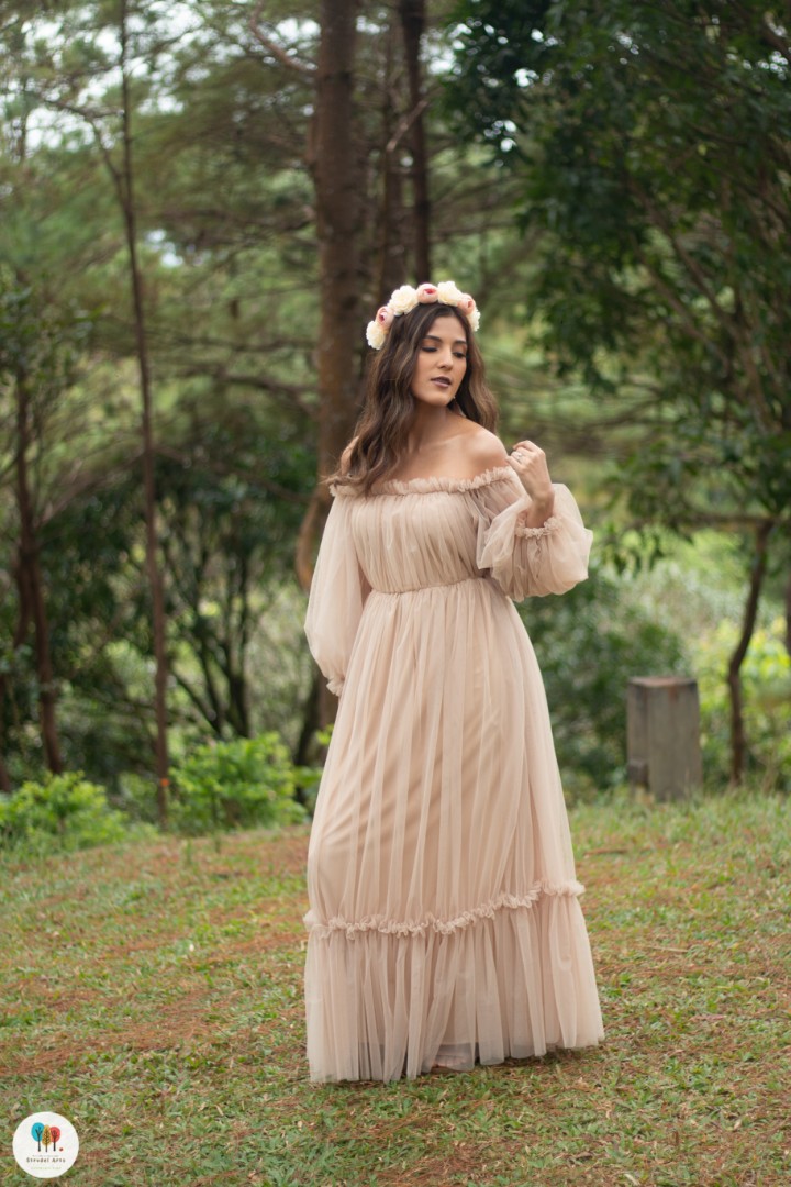 Prenup boho beige dress, Women's Fashion, Dresses & Sets, Evening ...