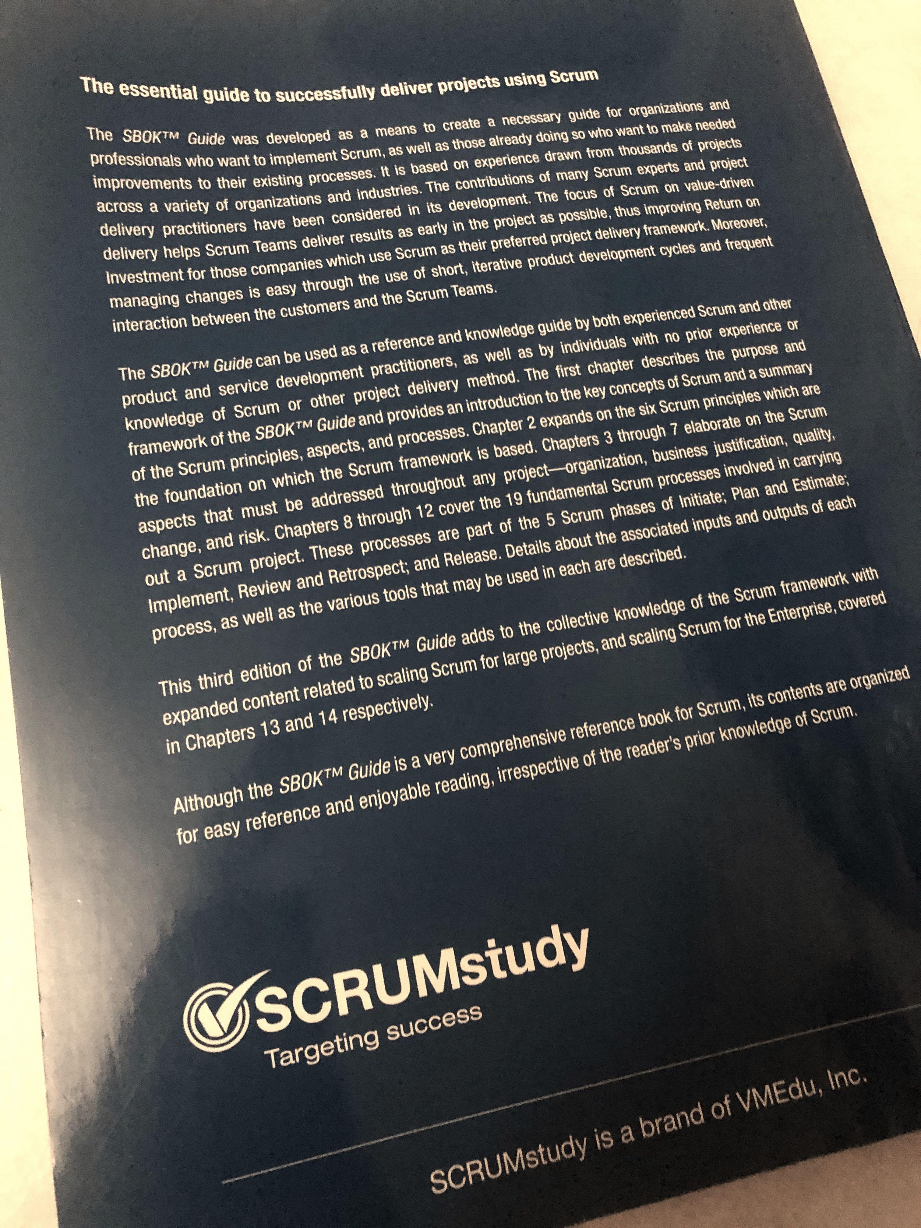 SCRUM Body of Knowledge (SBOK) 3rd edition Textbook, Hobbies & Toys, Books & Magazines ...