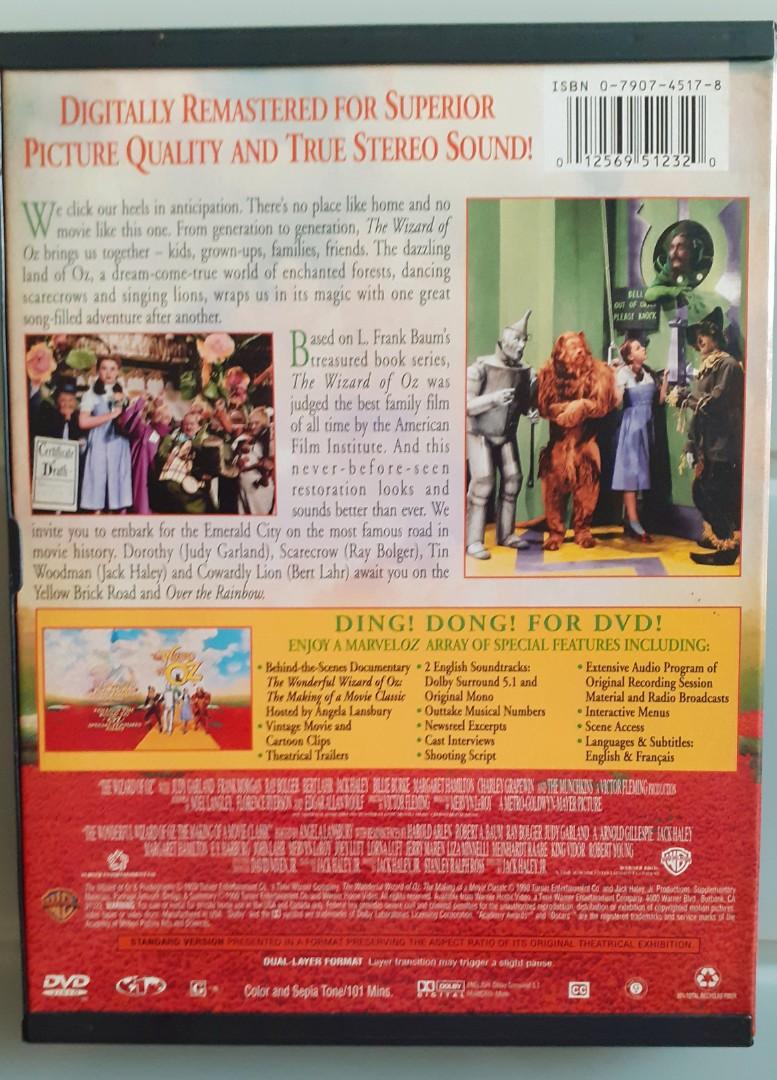 The Wizard of Oz 1939 - Original Classic Musical Judy Garland US DVD ...