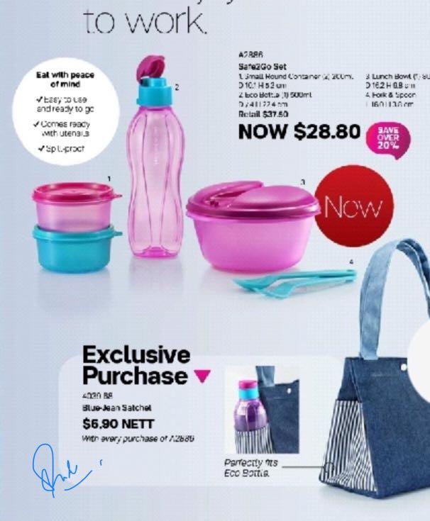 Tupperware Safe2Go set with pouch, Furniture & Home Living, Kitchenware ...