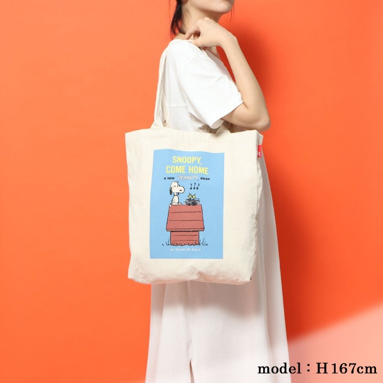 日本 ROOTOTE X Snoopy 史諾比 米白色帆布 Come Home 手挽袋, 女裝, 手袋及銀包, Tote Bags ...
