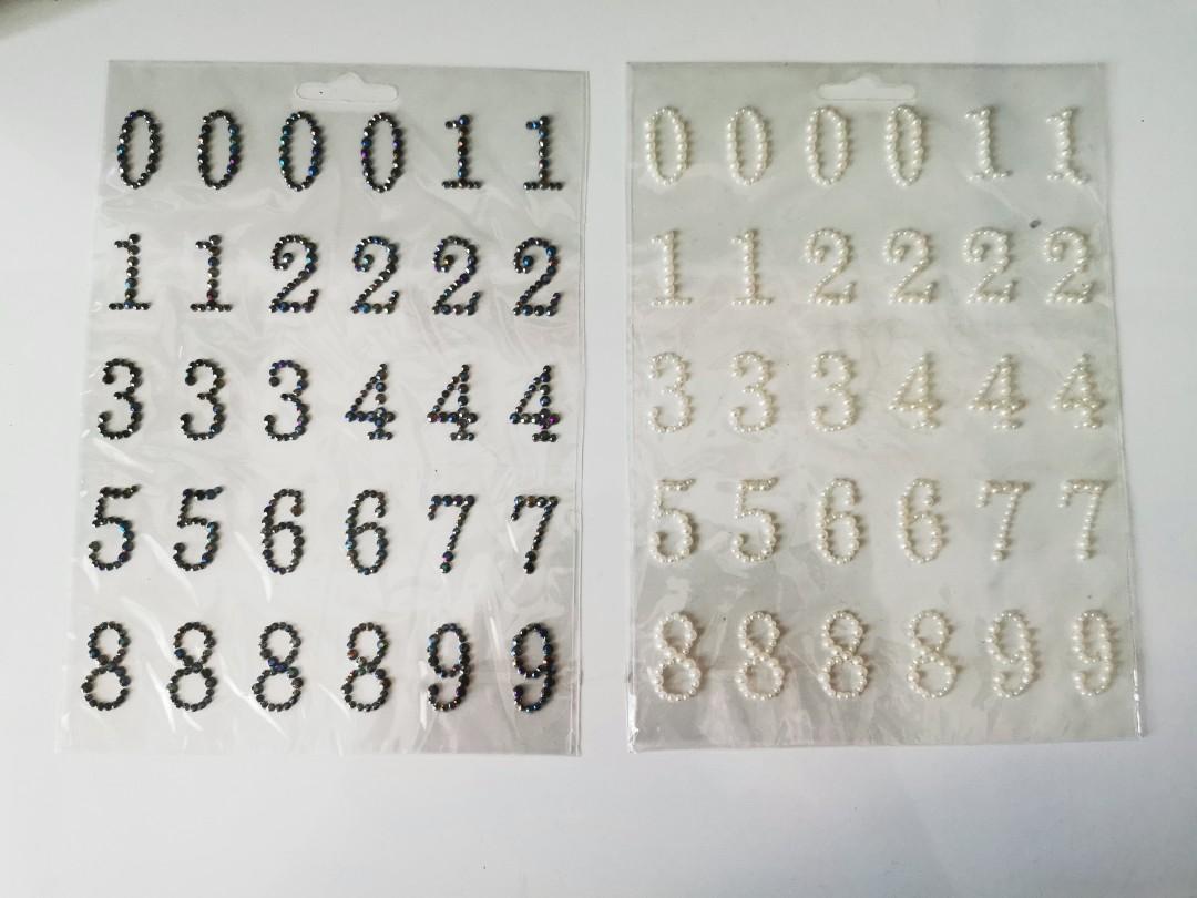Adhesive Pearl/gem Numbers Sheets, 興趣及遊戲, 手作＆自家設計, 工藝用品及工具 - Carousell