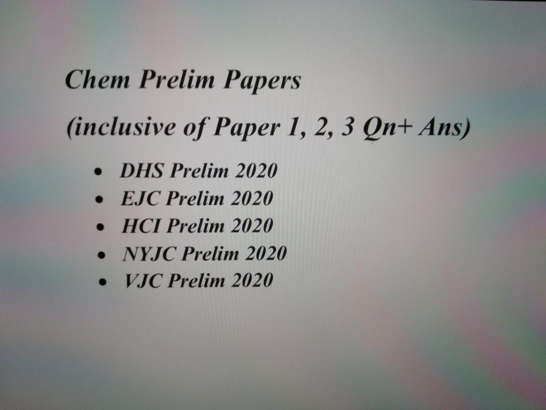 Chem A level prelim papers, Hobbies & Toys, Books & Magazines ...