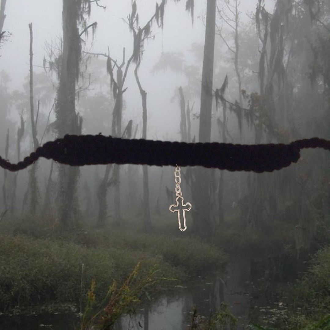 Handmade Lolita Goth Egirl Emo Alt Black Crochet Cross Choker, Women's ...