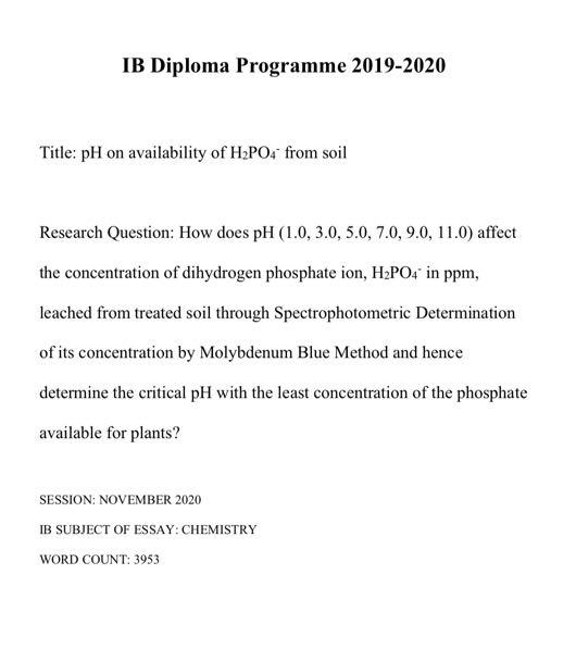 IB Chemistry EE Sample Grade A & Highest in cohort, Hobbies & Toys ...