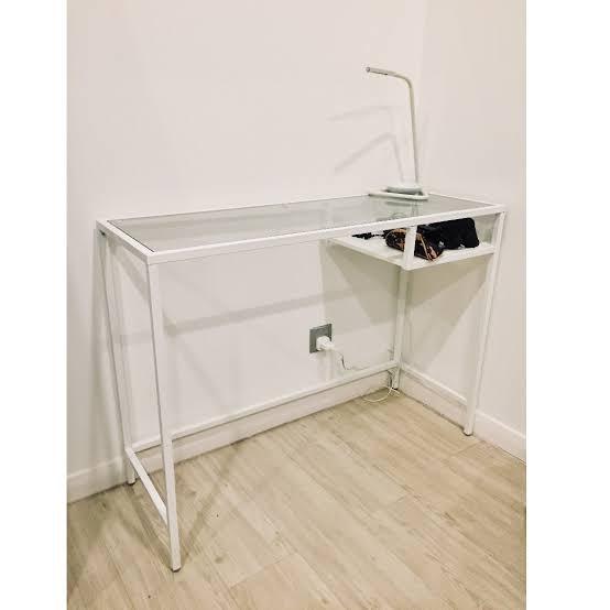 Ikea VITTSJO Laptop Table Glass White, Furniture & Home Living ...