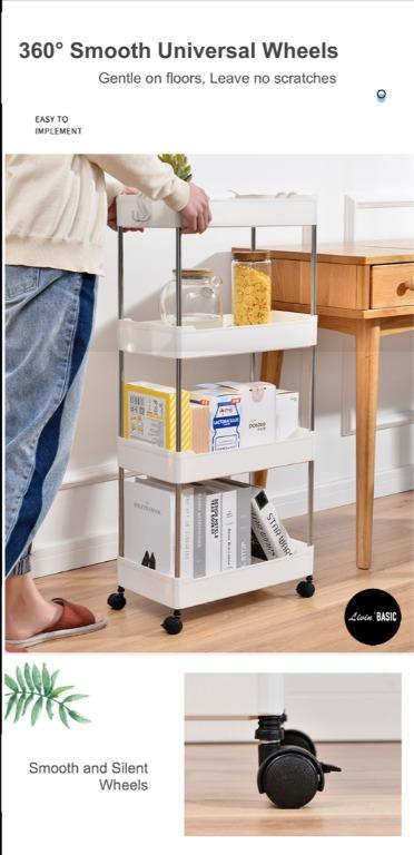 Multi Purpose 4-Tier Kitchen Trolley Cart with Wheels Shelf Rack Heavy ...