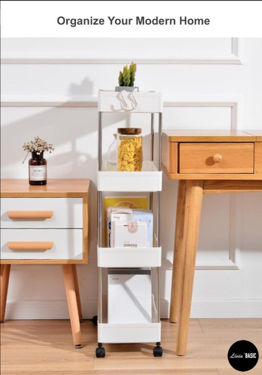 Multi Purpose 4-Tier Kitchen Trolley Cart with Wheels Shelf Rack Heavy ...