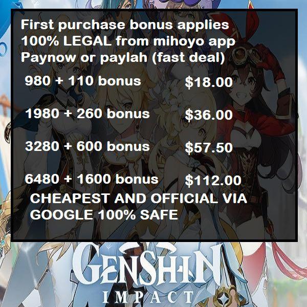 [Legit] Genshin Impact Genesis Crystal recharge / top up, Video Gaming ...