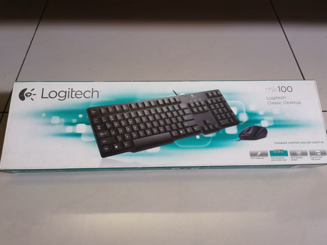 Logitech Classic Desktop Keyboard + Mouse [Combo Set] MK100, Computers ...