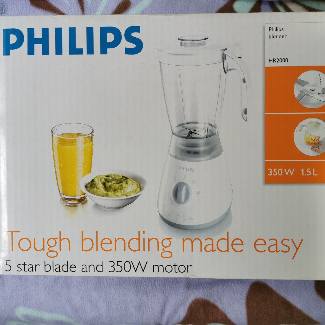 Philips Blender HR2000 350W 1.5L / arcoroc glass, TV & Home Appliances ...