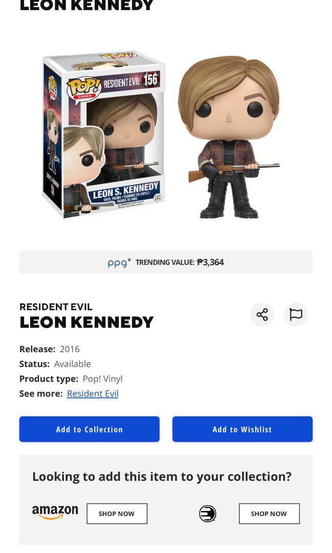 Resident Evil Funko Pop: Leon S.Kennedy, Hobbies & Toys, Toys & Games ...