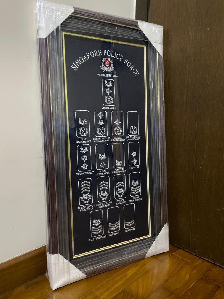Singapore Police Force Old Rank Structure and Insignia (Framed and ...