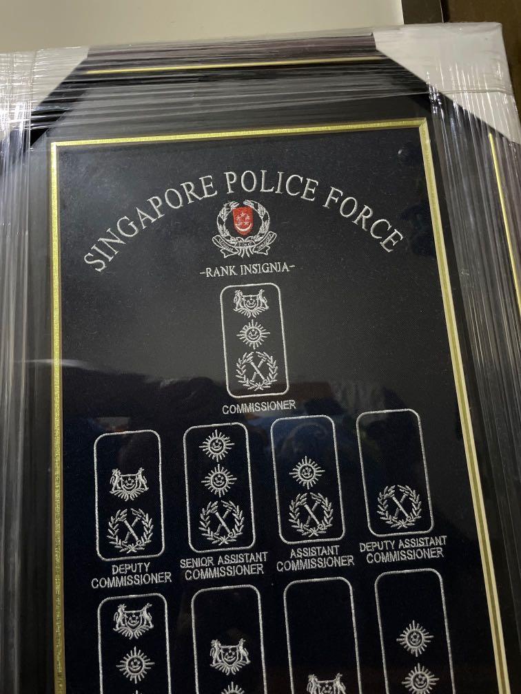 Singapore Police Force Old Rank Structure and Insignia (Framed and ...