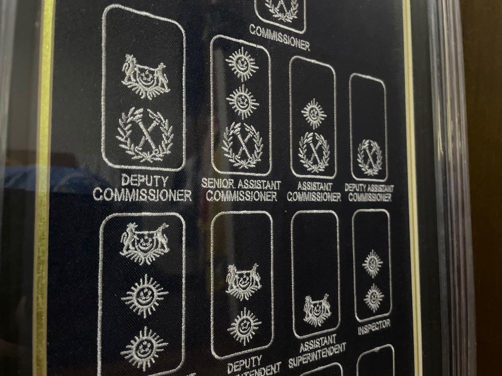 Singapore Police Force Old Rank Structure and Insignia (Framed and ...