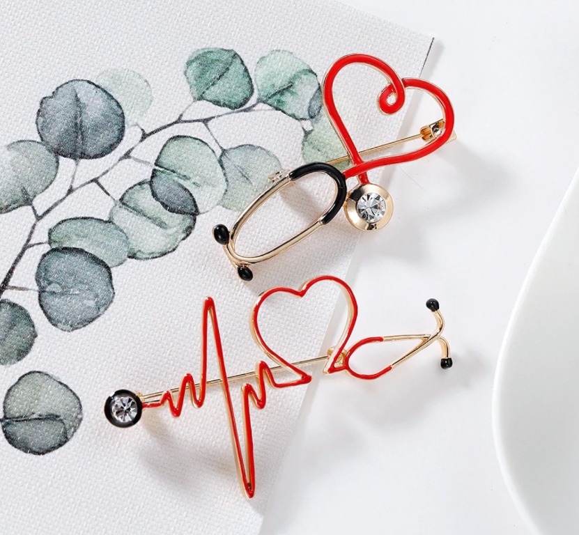 Stethoscope Heart Brooch Pin (3 DESIGNS) | Tie Pin | Medical theme Pins ...