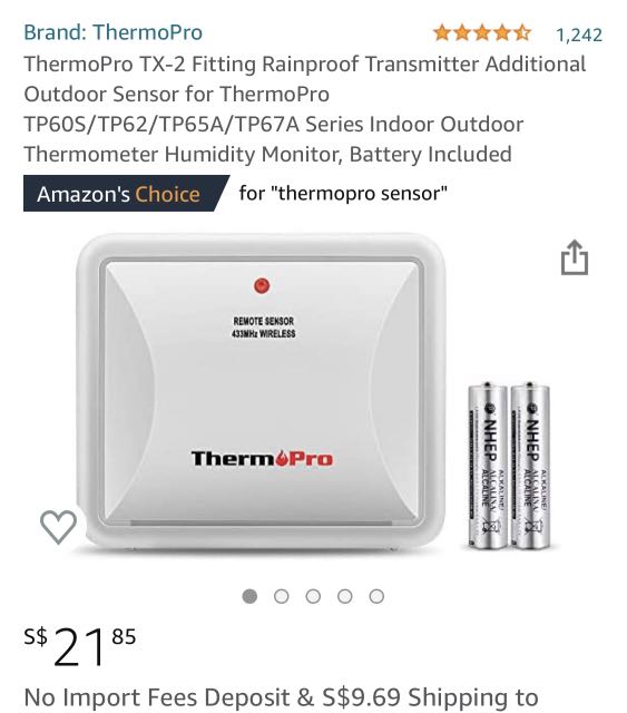 ThermoPro TX-2 Fitting Rainproof Transmitter Additional Outdoor Sensor ...