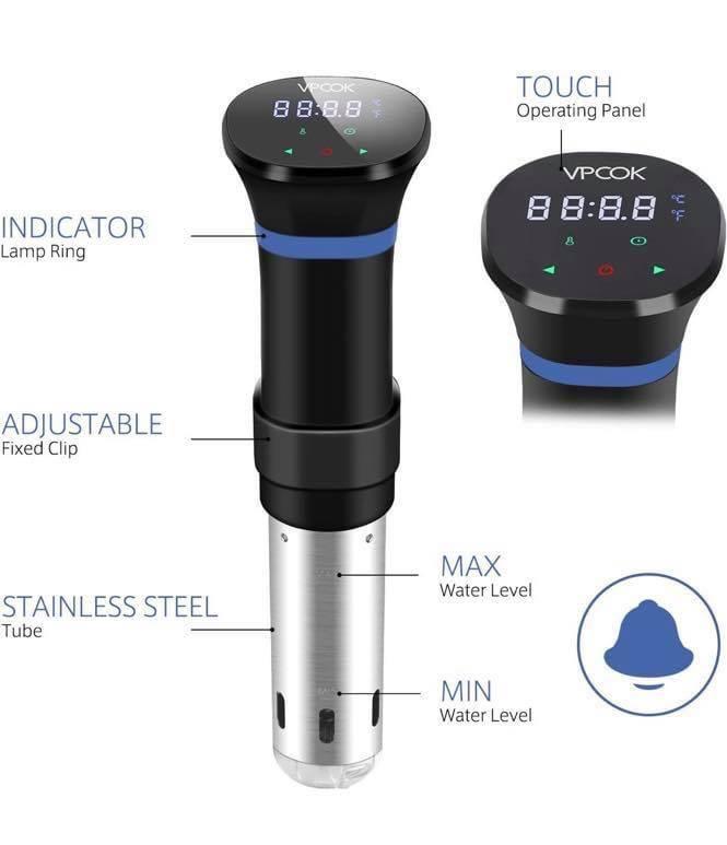 VPCOK Sous Vide Cooker Accurate Immersion Cooker Control Temperature ...