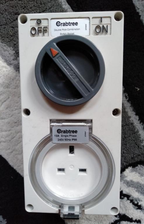 Crabtree - Double Pole Combination Switch Socket 56 Series (9567), TV ...