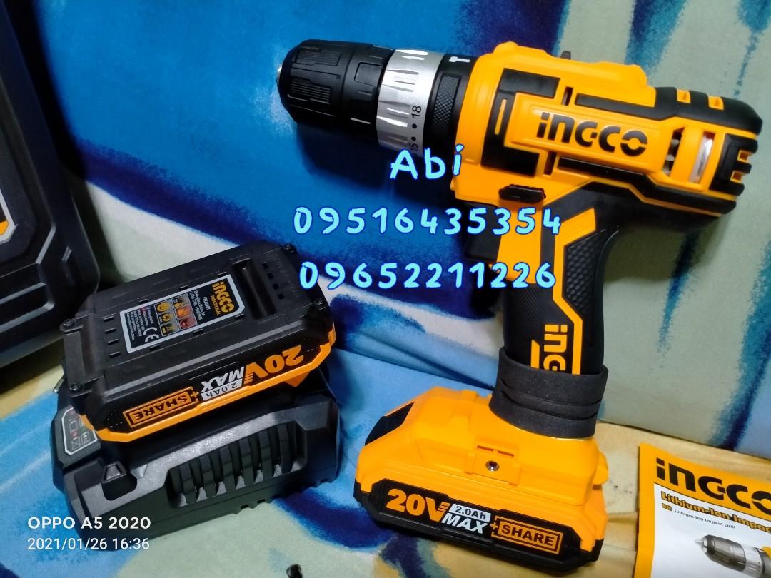 Ingco 20V Li-ion Cordless Impact Drill (CIDLI200215), Commercial ...