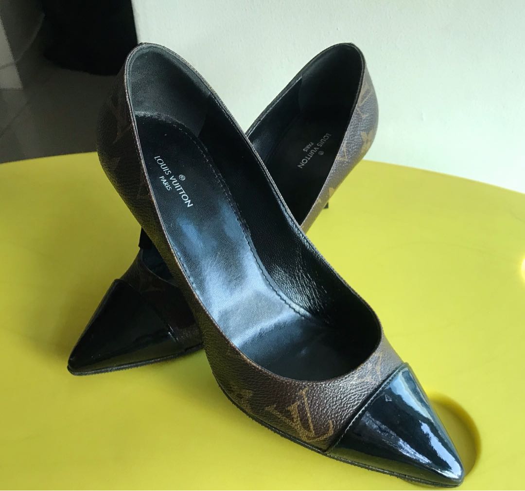 Louis Vuitton LV monogram canvas & patent leather Fetish pumps, Women's ...