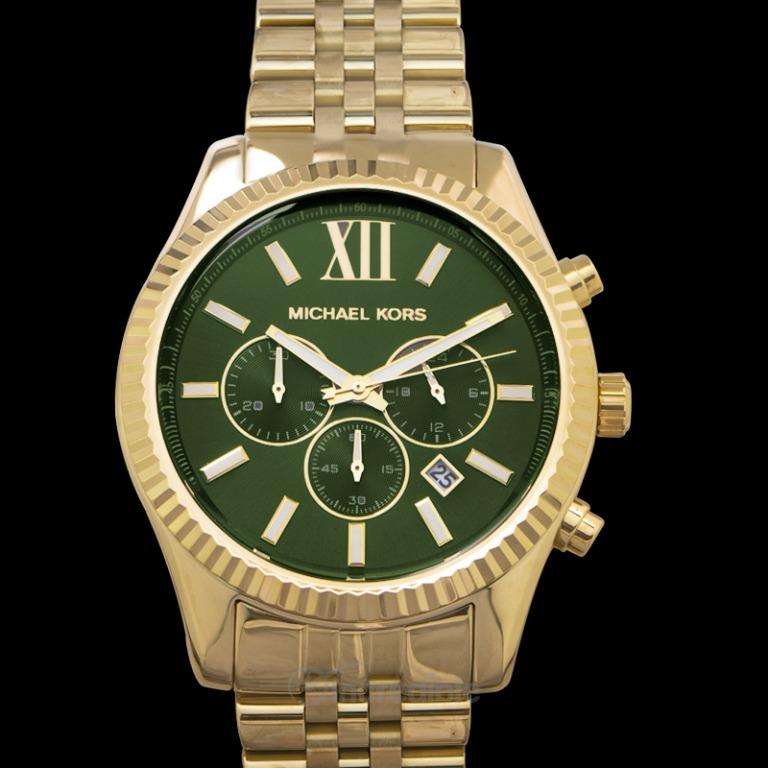 [NEW] Michael Kors Lexington Chronograph Green Dial Men's Watch 45mm ...
