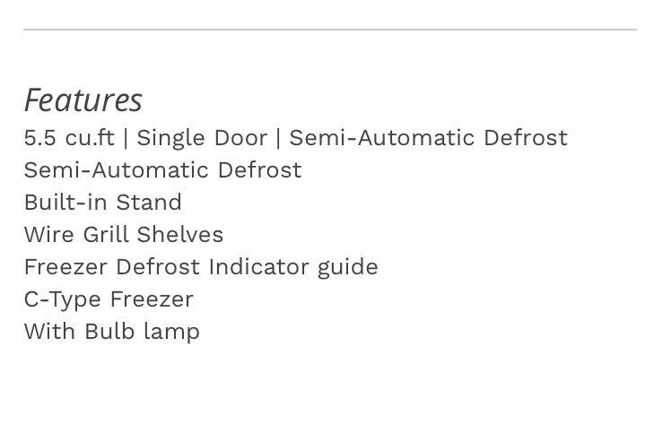 Sharp Refrigerator 5.2 cu.ft. 1 Door Direct Cool SJ-DTH55BS-SL, TV ...