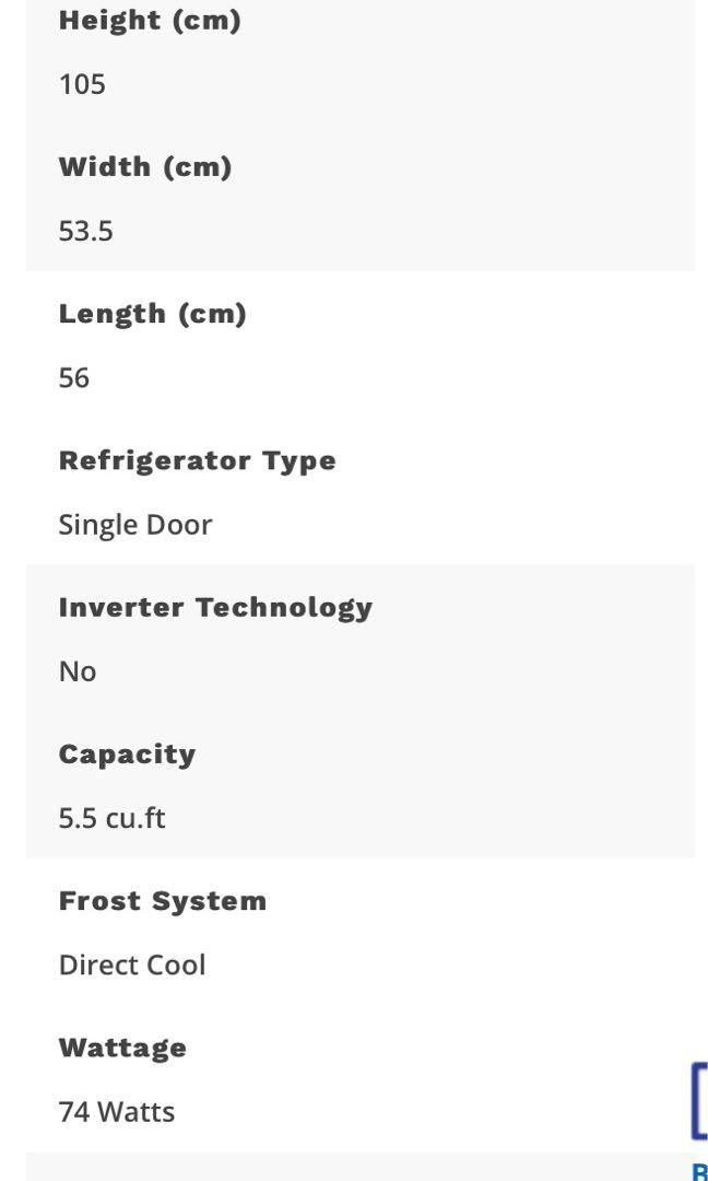 Sharp Refrigerator 5.2 cu.ft. 1 Door Direct Cool SJ-DTH55BS-SL, TV ...