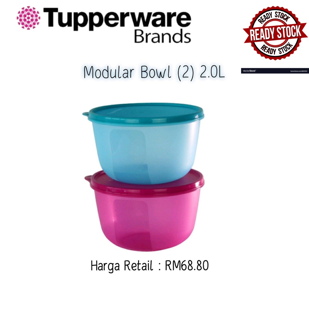 Tupperware Modular Bowl (2) 2.0 Liter, Furniture & Home Living ...