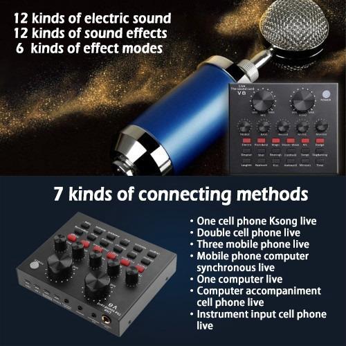 V8/V8 pro/F9 Sound Card Audio USB Headset Microphone Webcast Live Sound ...