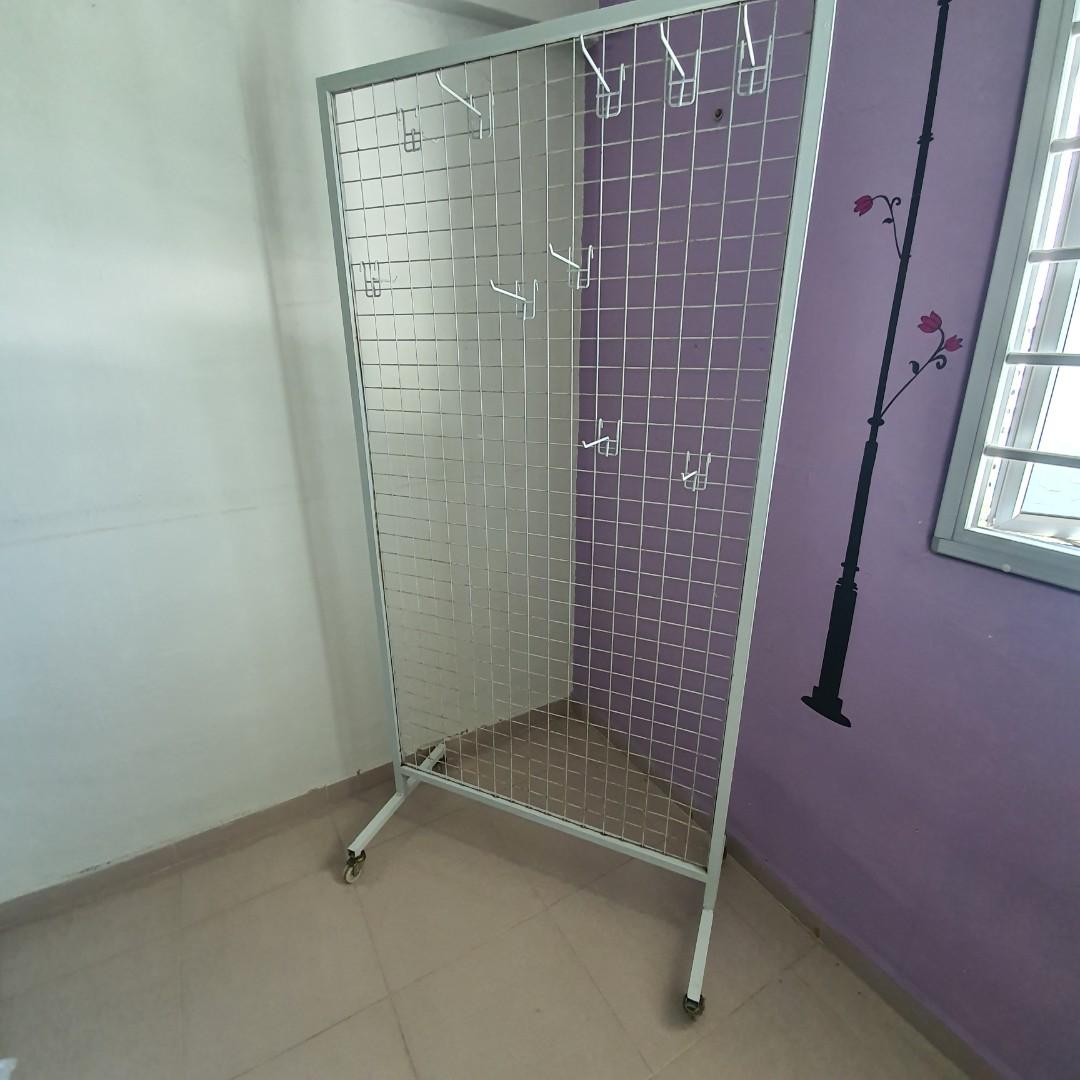 Wire Mesh Rack with Hooks and stoppers, Furniture & Home Living ...