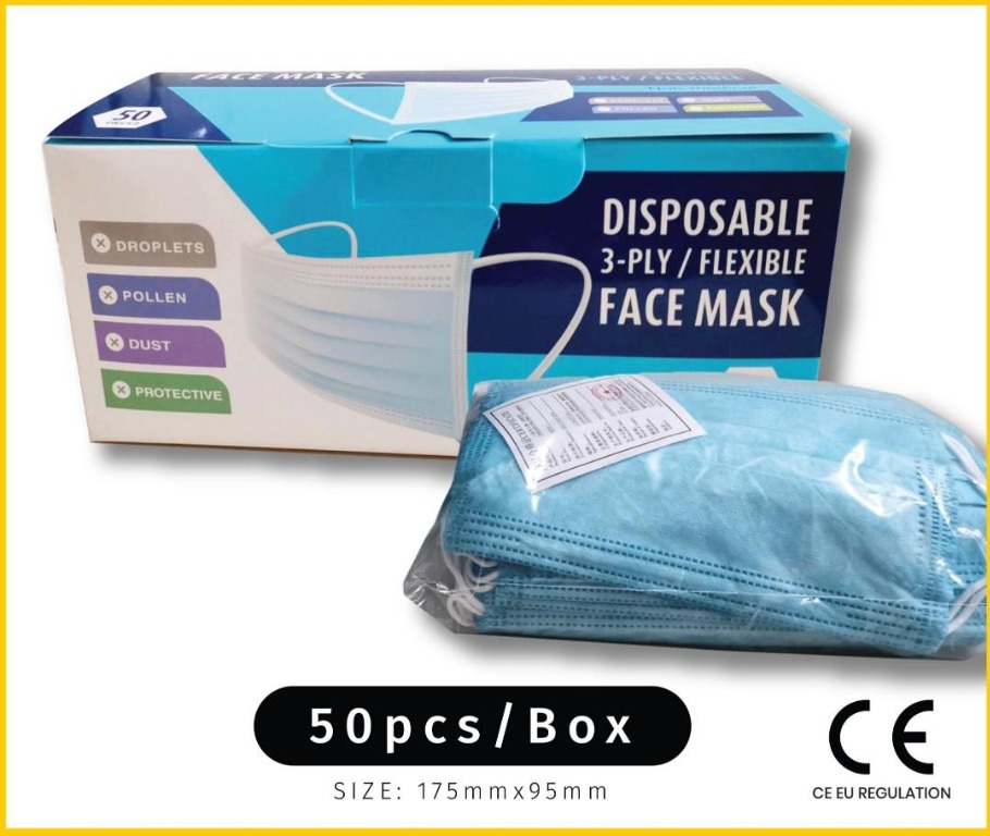 1 CARTON ($100)( 40boxes)= 3-PLY DISPOSABLE FACE MASK, Everything Else ...