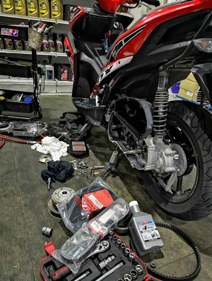 Aerox Full Servicing $80, Motorcycles, Motorcycle Accessories on Carousell
