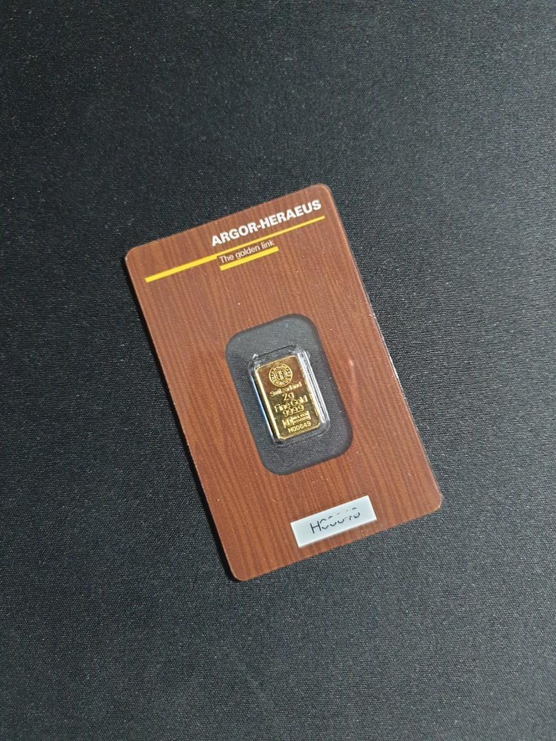 ARGOR HERAEUS 2g 999.9 Gold Bar, Women's Fashion, Jewelry & Organisers, Precious Stones on Carousell