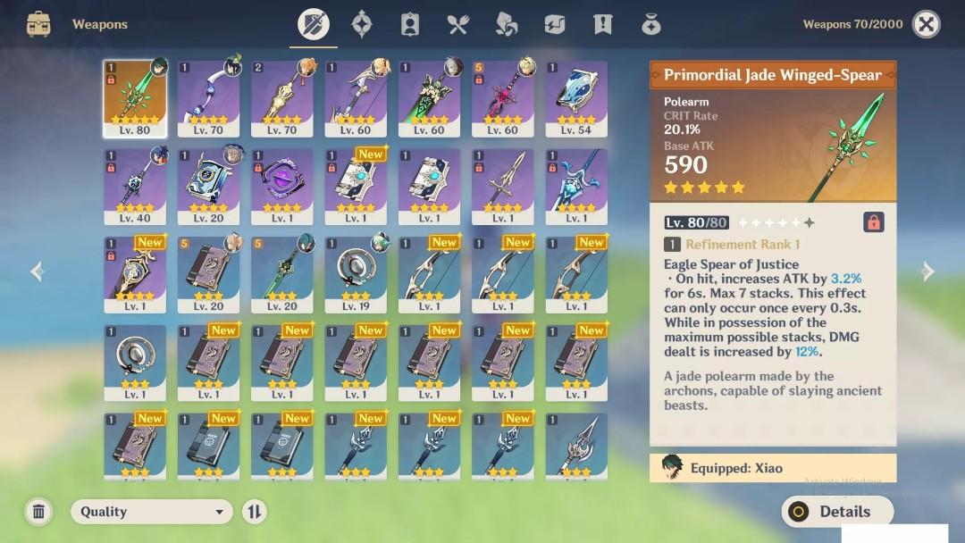 Genshin Impact Xiao Cons 1!! Primordial Spear + Venti + Jean, Video ...