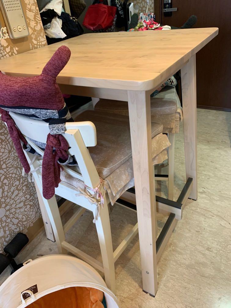 Ikea dinner Norakker bar table dining wood high furniture set Norraker ...